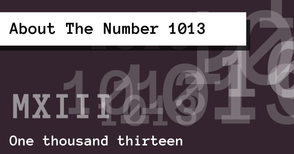 About The Number 1,013