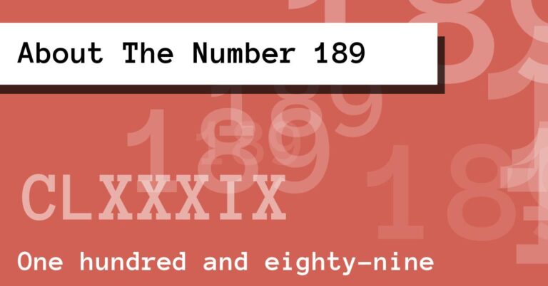 About The Number 189