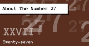 About The Number 27