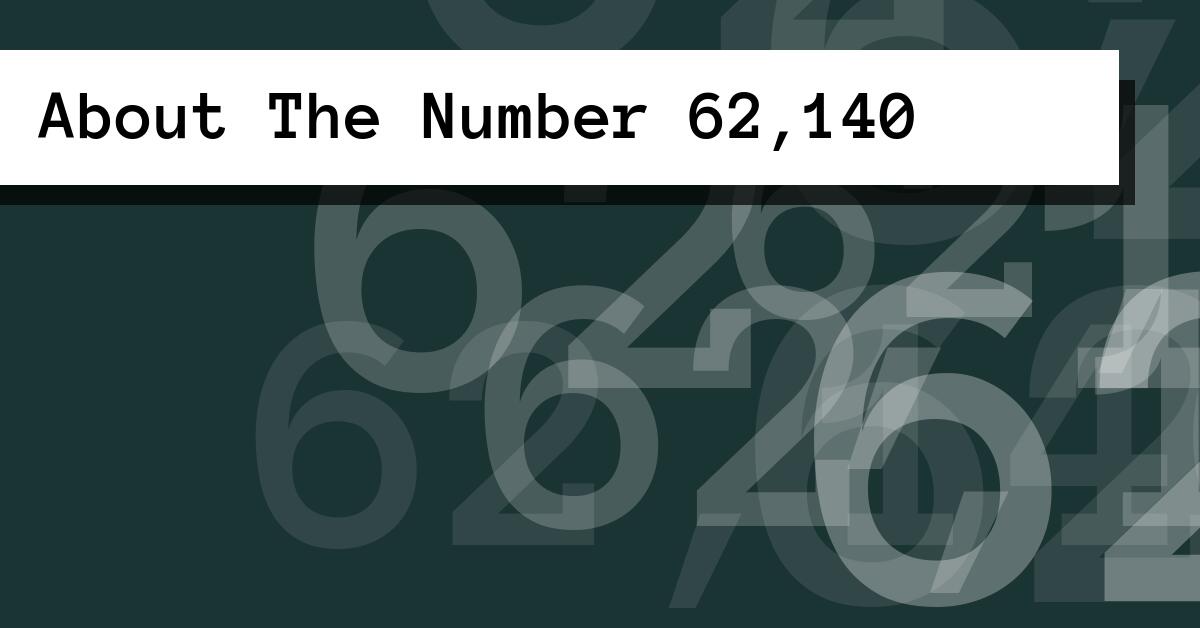 About The Number 62,140