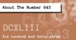 About The Number 643