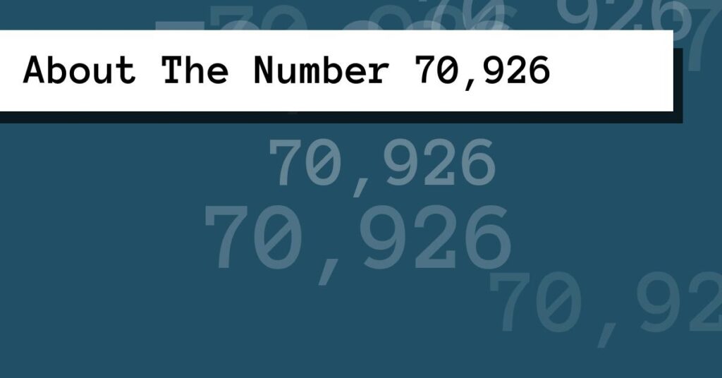 About The Number 70,926
