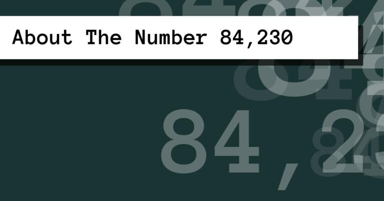 About The Number 84,230