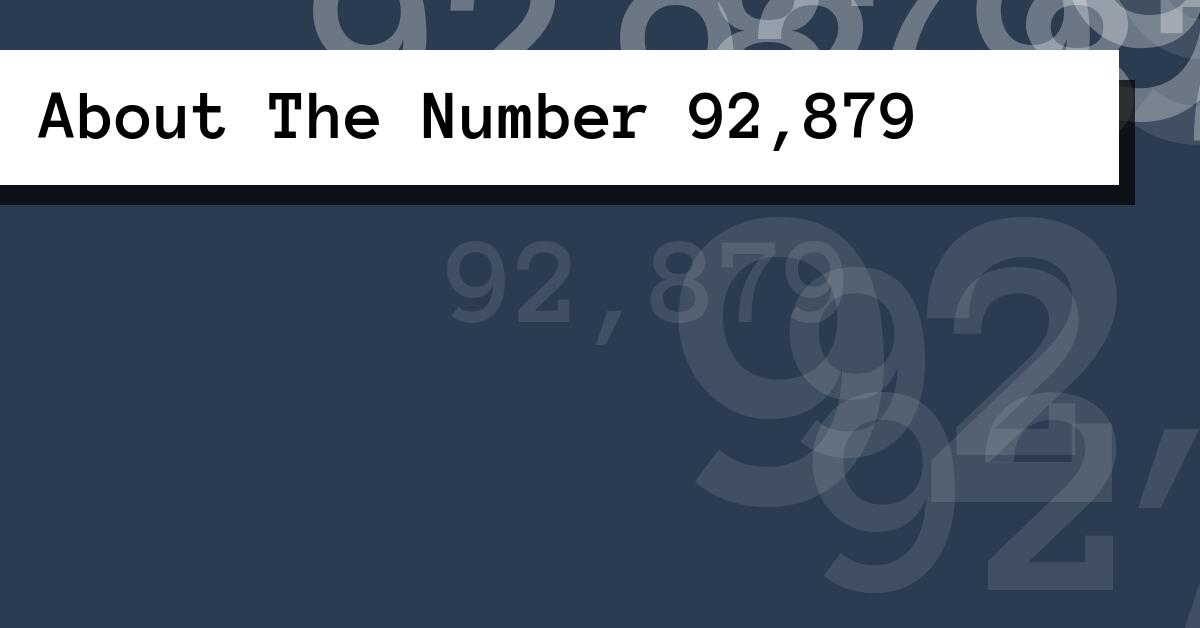 About The Number 92,879
